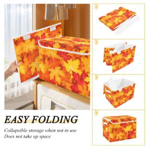 MFTJYO Fall Maple Leaves in Autumn Storage Bin with Lid Foldable Storage Box Washable Fabric Storage Cubes Bin Organizer Basket Closet for Home Bedroom Closet Nursery Office