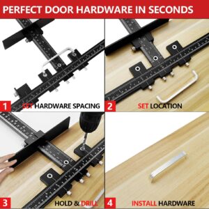 Vicrays Cabinet Hardware Handle Jig - Aluminum Alloy Cabinet Template Tool Woodworking Drilling Hole Doweling Guide Punch Locator for Installation Handles Knob on Drawer Door Pulls