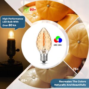 Hcnew C7 LED Night Light Bulbs 0.5W,C7 E12 Candelabra Candle Amber Night Light Bulbs 2200K Equivalent 4W 7W Incandescent Salt Lamp Mini Light Bulbs Chandelier Christmas Lights Diamond Shaped,6 Pack