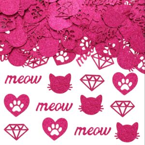 200 pieces cat themed confetti for bachelorette party - last meow before the vow decorations, cat bridal shower confetti table scatter decor, meow cat party supplies