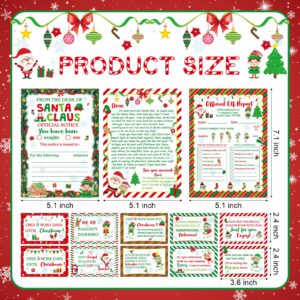 Harloon 195 Pcs Official Letter to Santa Elf Reports Cards Elf Notes and 15 Elves Notice Naughty or Nice Behavior Checklist Stationary Paper 15 Elf Bonus Letter for Christmas Elf Surveillance