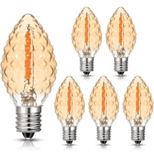 hcnew c7 led night light bulbs 0.5w,c7 e12 candelabra candle amber night light bulbs 2200k equivalent 4w 7w incandescent salt lamp mini light bulbs chandelier christmas lights diamond shaped,6 pack