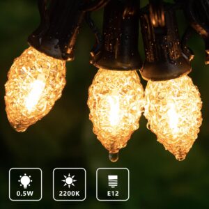 Hcnew C7 LED Night Light Bulbs 0.5W,C7 E12 Candelabra Candle Amber Night Light Bulbs 2200K Equivalent 4W 7W Incandescent Salt Lamp Mini Light Bulbs Chandelier Christmas Lights Diamond Shaped,6 Pack