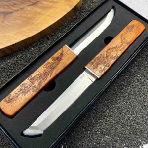 ichuanyi 2 in 1 dragon and phoenixs double blades knife set, camping knives, stainless steel knife perfect for cutting meat, vegetables & fruit