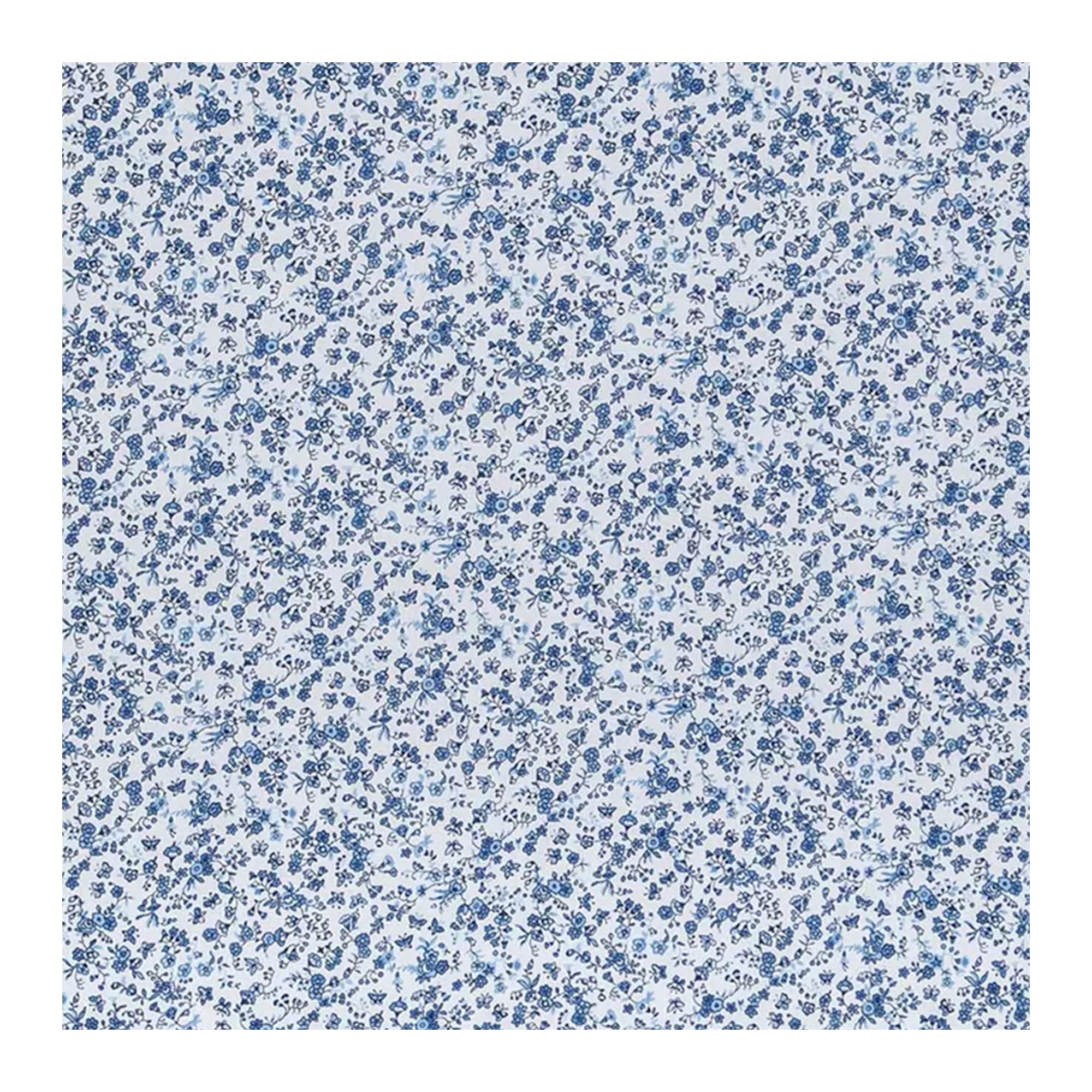 White & Blue Monotone Floral Cotton Calico Fabric (1 Yard) – Printed Sewing Fabric by The Yard – Lightweight Precut Fabric for Sewing Clothes, Homeware, & Other Accessories – DIY Craft Fabric