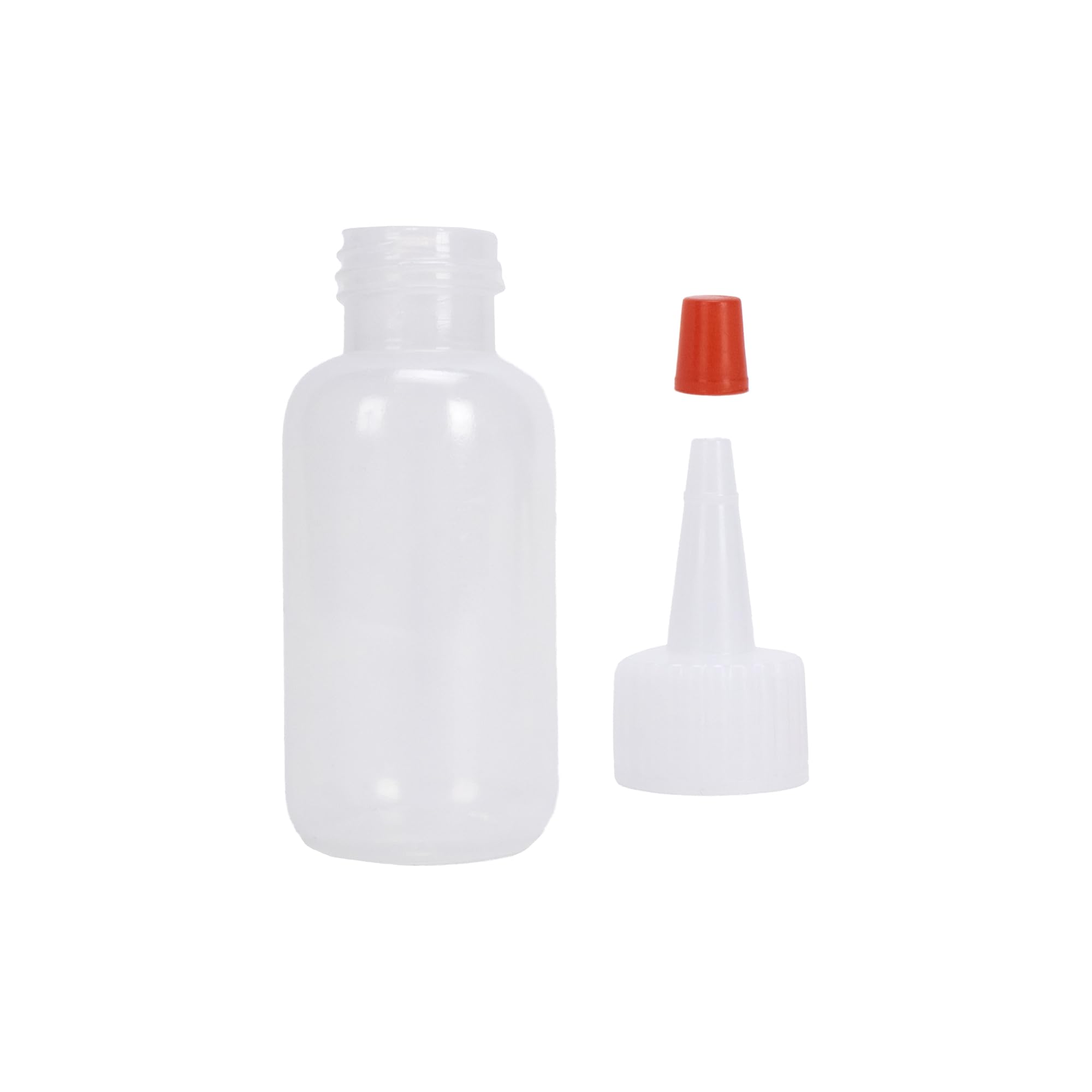 Plastic Boston Round Squeeze Bottles, 1oz/30mL Dropper Bottle with Yorker Red Tip Caps, 25 Pack Squirt Bottles for Liquids, for Crafting & Paints, Condiment Bottles for Sauces, Dressing, Oil, Honey