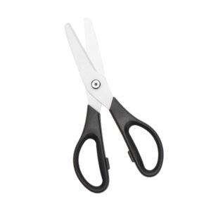 kitchen scissors 8" all purpose scissors black comfort abs grip white sharp ceramic blades cutter blunt tip safe cutting gadgets shears for food craft home office classroom