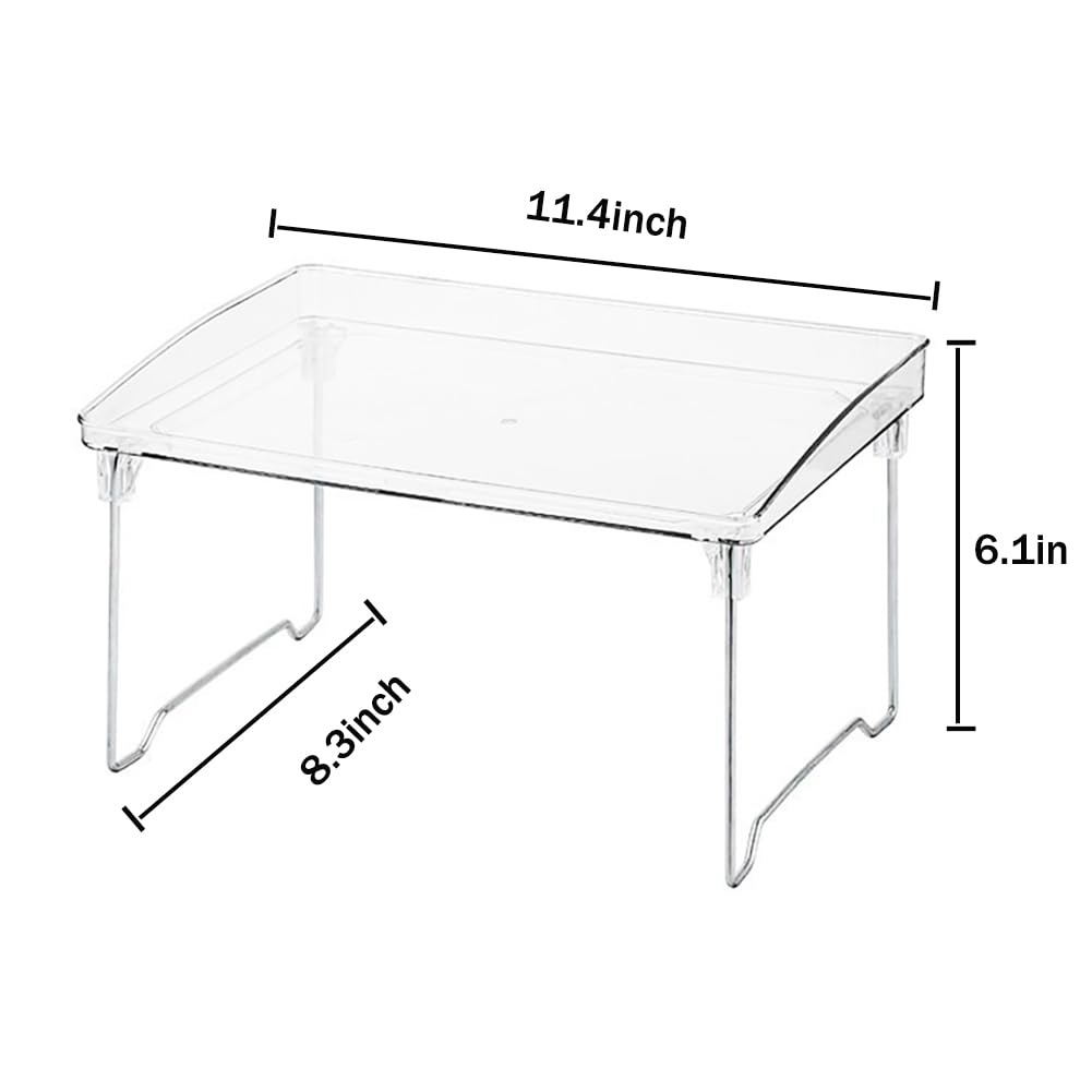 BFLCTTBD 2pcs Clear Acrylic Foldable Shelves Cabinet Storage Organizer Shelf Rack Countertop Stackable Shelve for Kitchen Bathroom