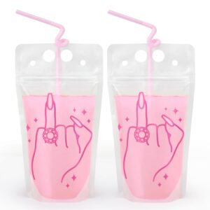 xo, fetti bachelorette party ring finger drink pouches - 16 count, pink | bach party drinkware, cute bridal shower supplies, engagement reusable cups, bride to be decorations, bridesmaids favors