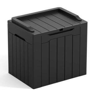 greesum 31 gallon resin deck box all weather outdoor storage boxes for patio furniture set,outdoor toys,garden tools,black