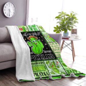 TRIKPTEY Pickle Blanket, Pickles Gifts for Kids, Pickle Blanket for Pickles Lover, Just A Girl Who Loves Pickles Throw Blankets, Funny Pickle Gifts Blanket for for Living Room Bed Sofa Couch 60”x50”