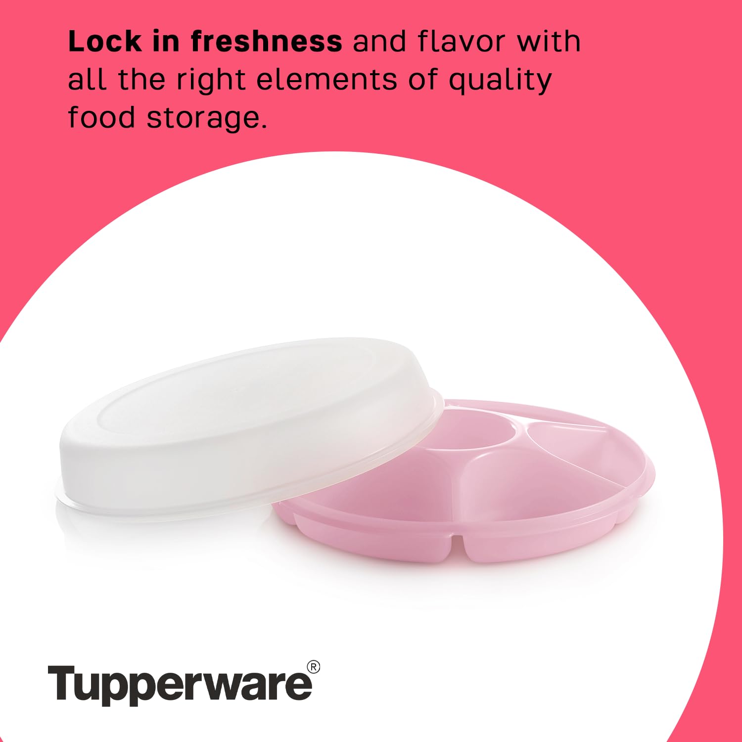 Tupperware Serving Center Set - 6 Compartment Serving Tray and Party Platter - Food Storage Container and Lid - Dishwasher Safe & BPA Free