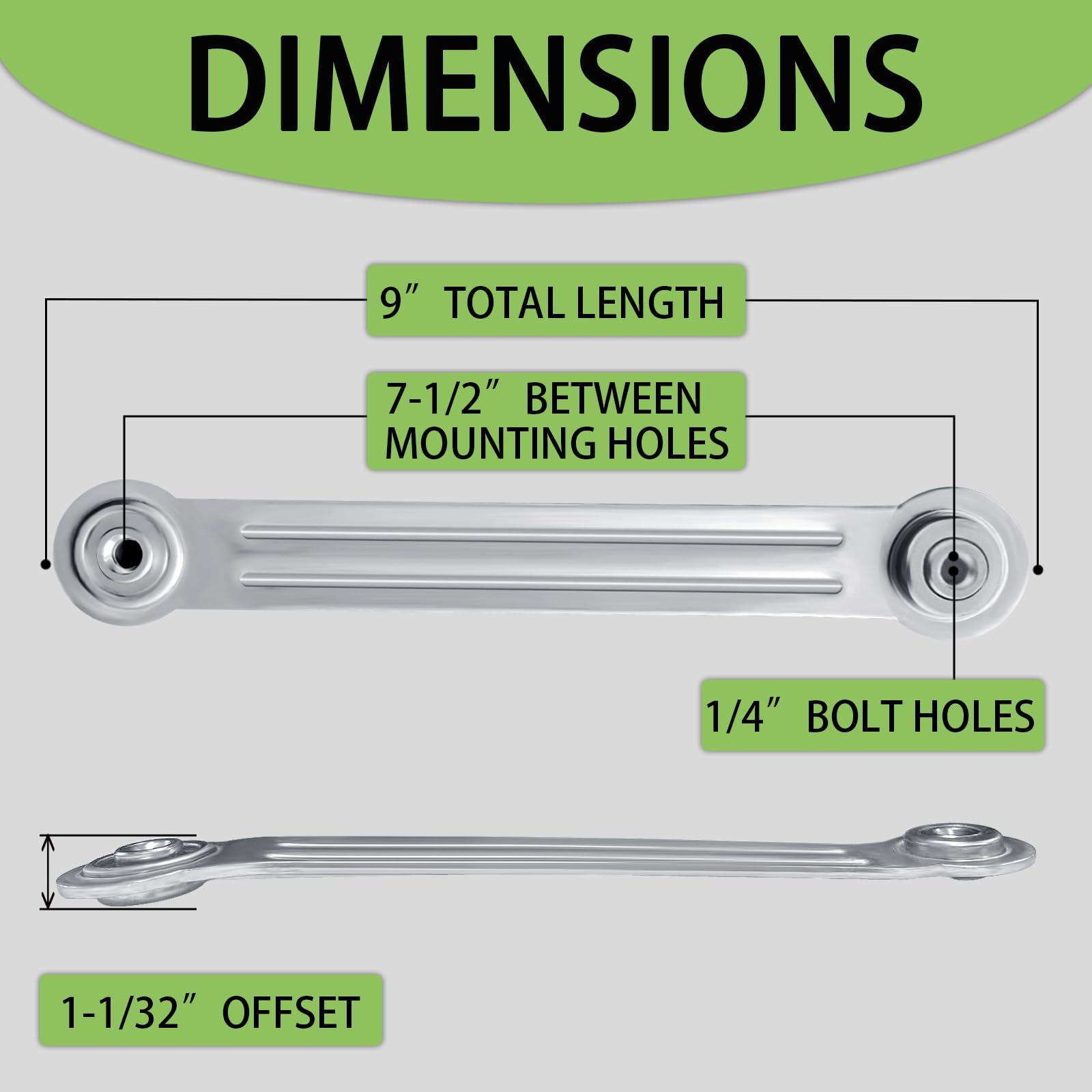 Glider Bearing Arm Bracket Replacement Hardware Rocker Parts, 9 Inch Overall Length, 7-1/2 Inch Between Mounting Holes, 4 Pack Patio Glider Parts Rocker for Outdoor Glider and Garden Bench