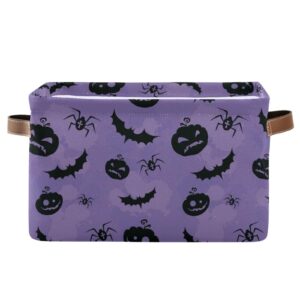 foldable storage basket, cube organizer bins halloween pumpkin bat cube bag dual handles for closet shelf