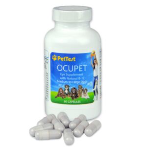 ocupet advanced vision and eye health supplement for medium to large dogs packed with natural b12, grape seed extract and lutein to support pets with diabetes or eye related conditions-90 capsules