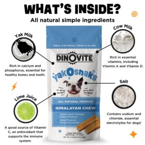 Dinovite YakoSnaks - Himalayan Yak Chews for Dogs - Long Lasting and Low Odor Yak Cheese Dog Chews (Small Dogs)