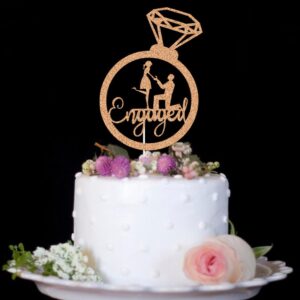 Engaged Cake Topper Proposal Party Decor Diamond Ring Bride and Groom Engagement Party Decorations Rose Gold Glitter