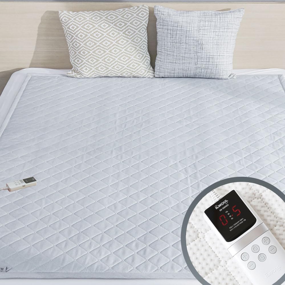 Heated Mattress Pad, Machine Washable, Auto 15 Hours Shut Off, 5 Heating Setting, Radiation Blocking, Wicking AeroSilver Material, Bed Warmer with Dual Controller, UL Listed (Double)