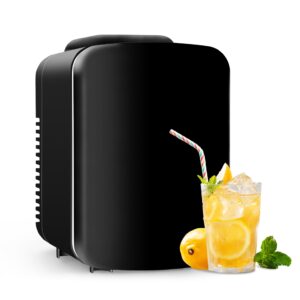 healsmart portable mini fridge, 4 liter 6 can cooler and warmer compact refrigerators 100% freon-free & eco friendly for drinks, food, medications, 4l, black