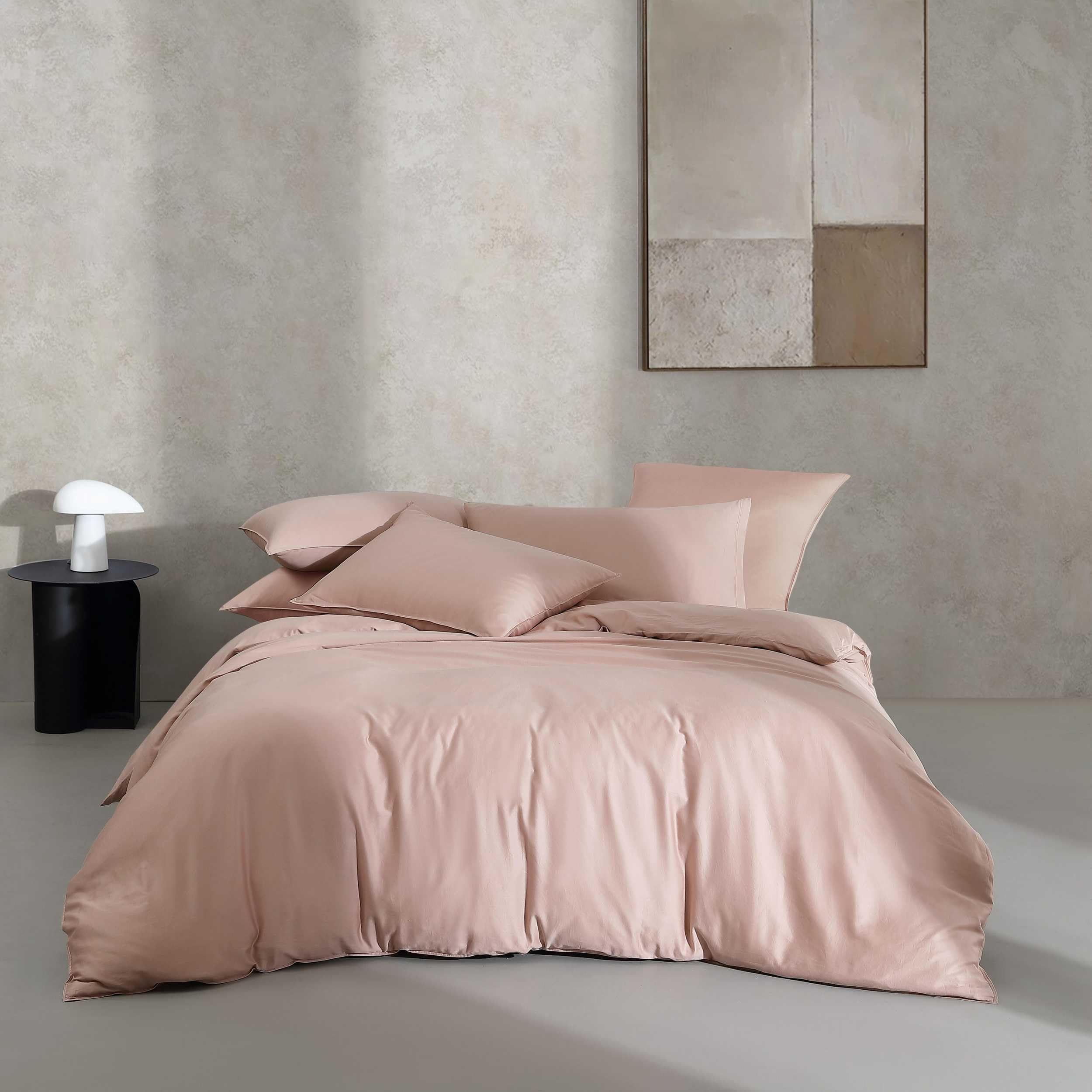 Calvin Klein - Queen Duvet Cover Set, Organic Cotton Sateen Bedding, Luxuriously Soft Home Decor, GOTS Certified (Organic Earth Clay Pink, Queen)