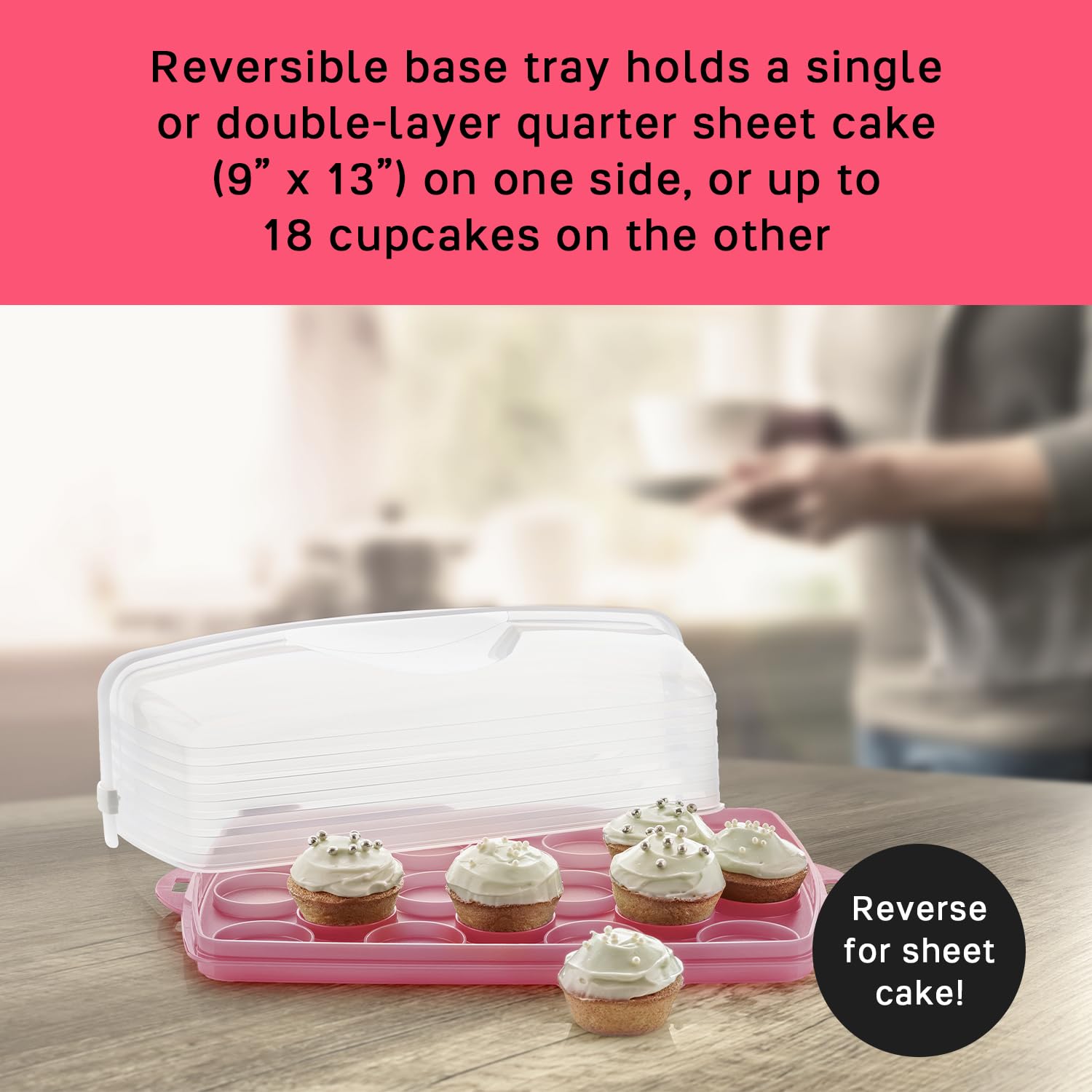 Tupperware - Rectangular Cake and Cupcake Carrier - Holds 18 Cupcakes