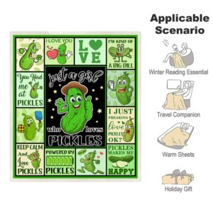 TRIKPTEY Pickle Blanket, Pickles Gifts for Kids, Pickle Blanket for Pickles Lover, Just A Girl Who Loves Pickles Throw Blankets, Funny Pickle Gifts Blanket for for Living Room Bed Sofa Couch 60”x50”