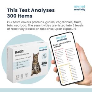 My Pet Sensitivity Test - Home Cat Sensitivity Test | 300 Items | Fast 3-5 Day Results | Gentle Fur Sampling | Comprehensive Food & Environment Analysis | Suitable for All Cats