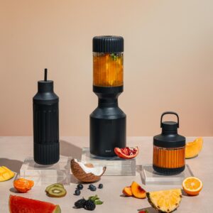 Beast Blender Tonal | Kitchen Countertop Design | Blend Smoothies and Shakes, Dressings, Sauces, Dips | Stainless Steel Bottle | Straw Cap and Straws Included | 1000W (Carbon Black)