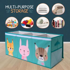 SoftOwl Extra Large Toy Storage Organizer with Lid - Sturdy, Collapsible Toy Chest Storage Box with Cute Design - Toys Bin with Dividers for Kids, Boys, Girls, Nursery, Bedroom, Play room 37"x16"x14"