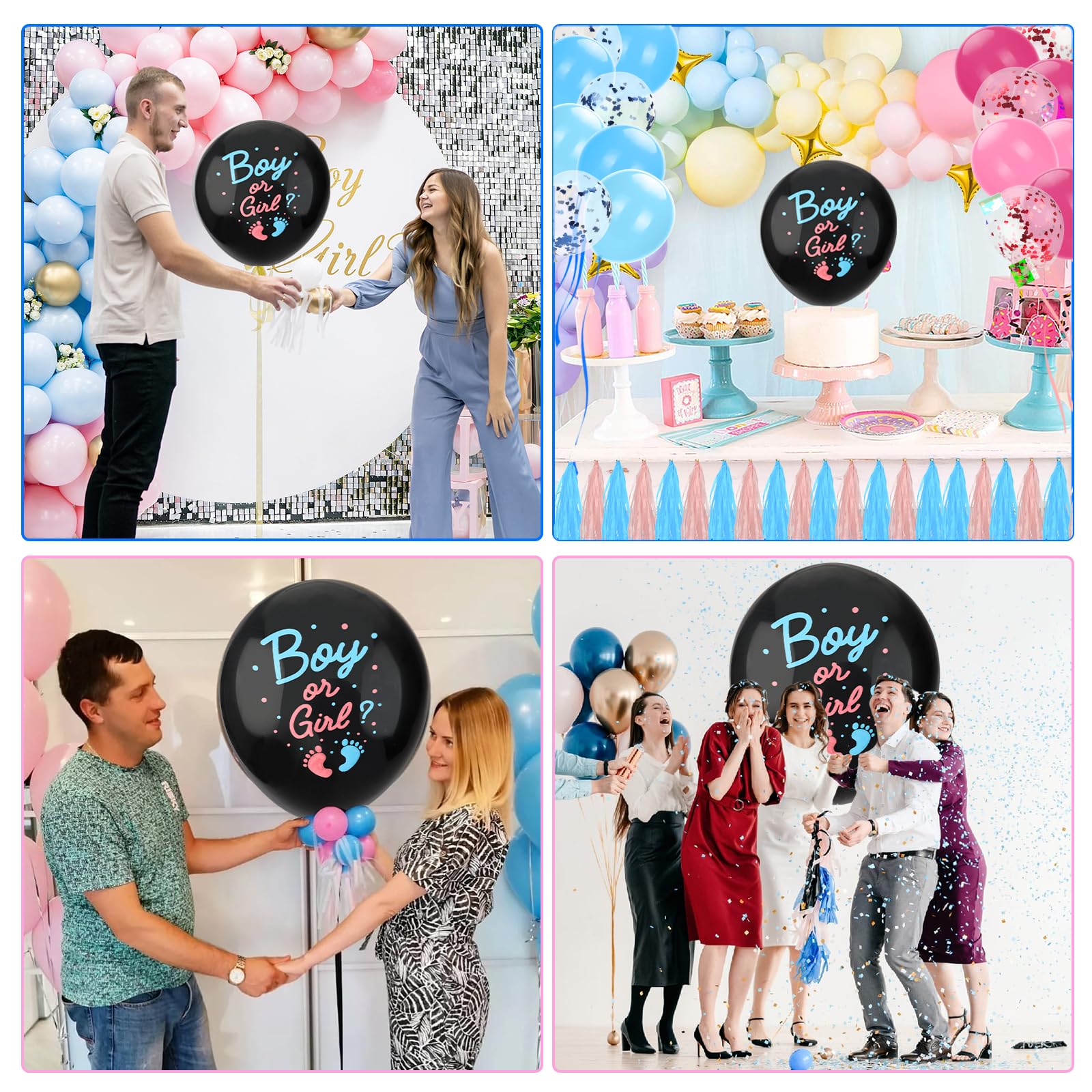 Gender Reveal Balloon Gender Reveal Ideas Baby Boy or Girl Balloon Black 36 Inch Gender Reveal Confetti Balloon Kit with Blue Pink Confetti for Baby Reveal Ideas Party Supplies Baby Shower Decorations