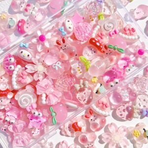 fulusodo 60pcs slime charms cute set, bulk mixed resin charms set ornament scrapbooking