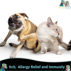 ImmunoPet - Itchy Skin Relief for Dogs and Cats - Hot Spot Relief - Pet Allergy Support -Cat and Dog Skin and Coat Supplement - Pet Immunity Support - 60 Caps