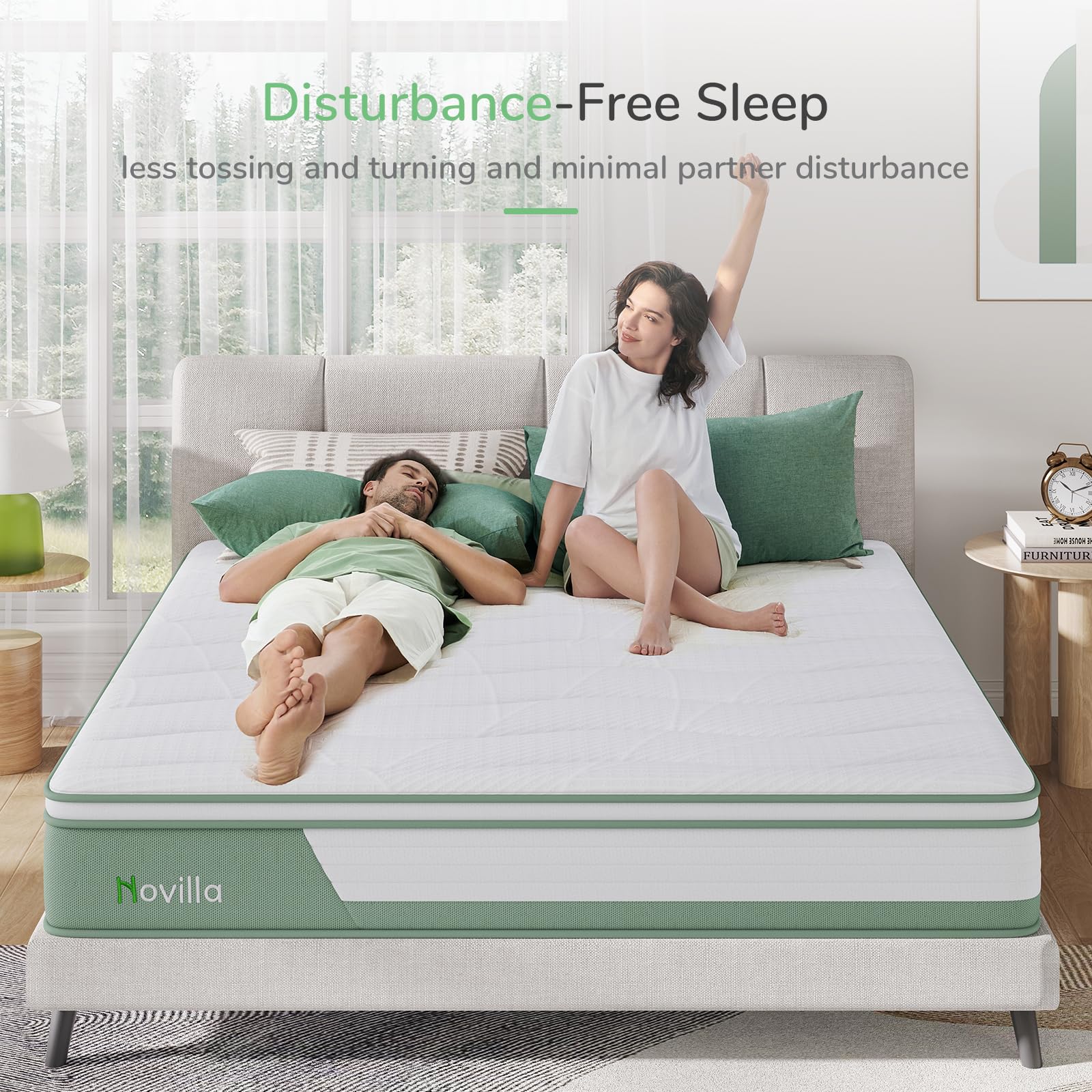 Novilla Mattress California King, 12 Inch 5-Zone Hybrid Mattress with Gel Memory Foam for Pressure Relief & Cool Night, Midume Firm Cali King Mattress in A Box