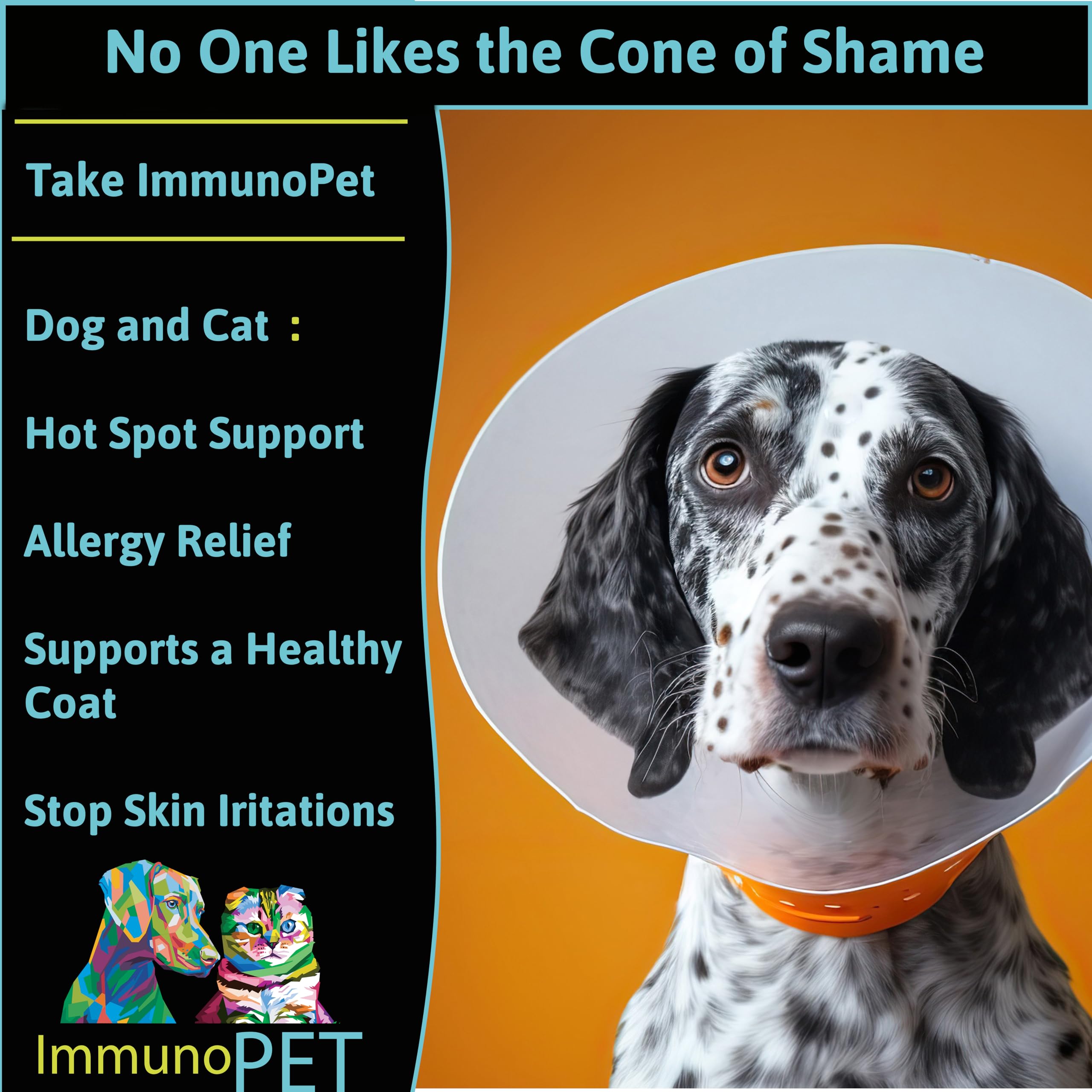 ImmunoPet - Itchy Skin Relief for Dogs and Cats - Hot Spot Relief - Pet Allergy Support -Cat and Dog Skin and Coat Supplement - Pet Immunity Support - 60 Caps