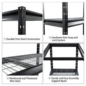 Shuntong The Atlas 72" W Heavy Duty Garage Shelving Load 8000 Lbs, 4 Tier Metal Storage Shelves, Adjustable Industrial Steel Rack for Warehouse Basement Shop, 72" W x 24" D x 72" H, Black