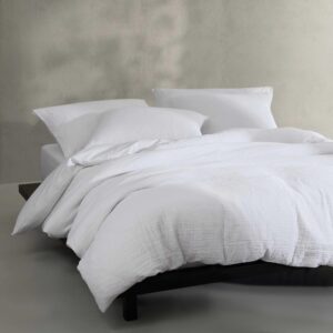 Calvin Klein - King Duvet Cover Set, Soft Cotton Jacquard Bedding, Crinkle Textured Home Decor (Washed Texture White, King)