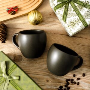 Tikooere Coffee Mugs Set of 4, Ceramic 16 oz Coffee Cups for Tea, Milk, Cereal, Cappuccino, Porcelain Latte Cups with Large Handle, Stoneware Coffee Mugs for Christmas Housewarming Gifts, Black