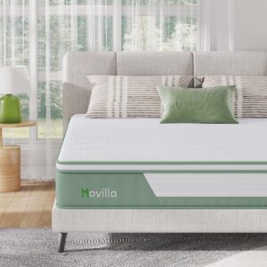 novilla mattress twin xl, 12 inch 5-zone hybrid mattress with gel memory foam for pressure relief & cool night, midume firm xl twin mattress in a box