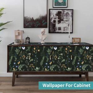 Cismmy Removable Peel and Stick Wallpaper Boho 17.5 x 118 in Floral Wallpaper for Bedroom Bathroom Easy Peel Off Wallpaper Stick on Wallpaper Contact Paper Renter Friendly Wall Paper