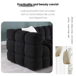 Olodumare 84.3" Modern Cloud Couch with Extra Deep Seats,3 Seater Sofa,Cream Boucle Couch with 2 Pillows Decor Furniture,Marshmallow Tufted Couches for Living Room,Office.Black