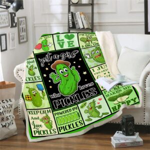 trikptey pickle blanket, pickles gifts for kids, pickle blanket for pickles lover, just a girl who loves pickles throw blankets, funny pickle gifts blanket for for living room bed sofa couch 60”x50”