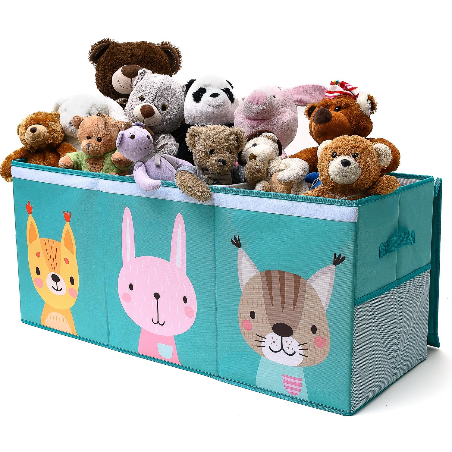 SoftOwl Extra Large Toy Storage Organizer with Lid - Sturdy, Collapsible Toy Chest Storage Box with Cute Design - Toys Bin with Dividers for Kids, Boys, Girls, Nursery, Bedroom, Play room 37"x16"x14"