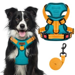 midog dog harness, no-pull pet harness and leash set for small medium large dogs walking, no choke front clip dog reflective harness, adjustable soft padded pet vest with easy control handle (blue,xl)