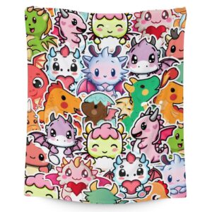 dragon blanket gifts - 40x50 inches cute throw blanket for girls & boys - colorful soft fuzzy plush blankets for couch, sofa