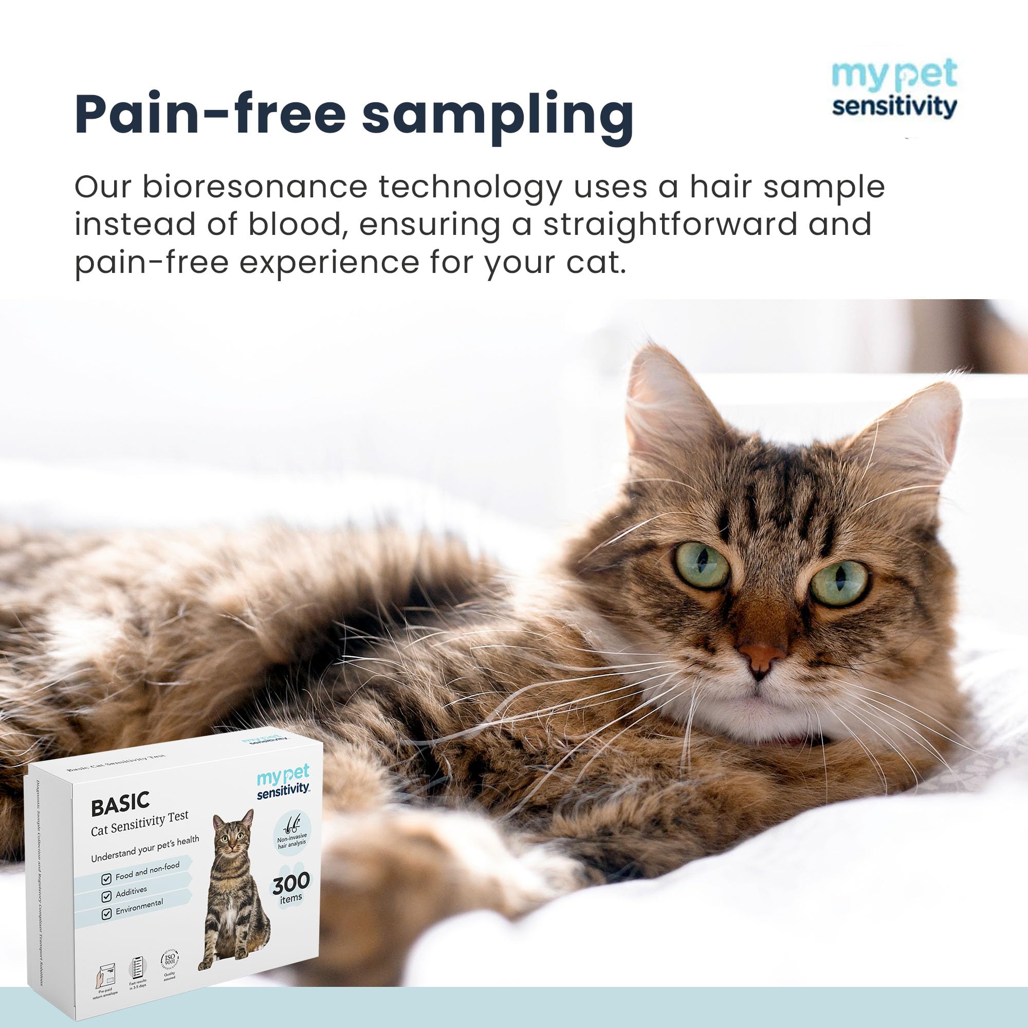 My Pet Sensitivity Test - Home Cat Sensitivity Test | 300 Items | Fast 3-5 Day Results | Gentle Fur Sampling | Comprehensive Food & Environment Analysis | Suitable for All Cats