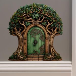 beautiful tree fairy door wall sticker - removable wall decal