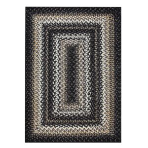 ROYHOME Boho Rug 4x6 Bedroom Area Rug Braided Print Area Rug Modern Geometric Area Rug Fsrmhouse Aesthetic Carpet Distressed Throw Rugs for Living Room Bedroom Kitchen Nursery Office, Black