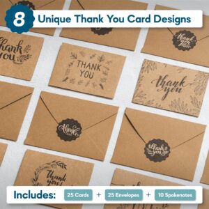 Spokenote - Thank You Card Bundle & Personalized Video Recording QR Code Stickers • Includes: 25 Thank You Cards with Envelopes & 10 Pack of Spokenote QR codes