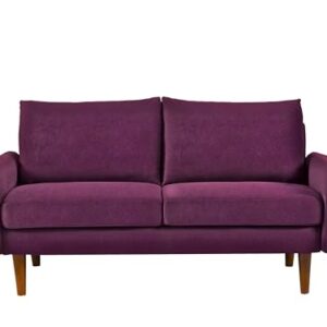 US Pride Furniture Kent Modern Velvet Loveseat Sofa, Comfortable 2 Seater Couch for Living Rooms and Small Spaces, Ideal Studio Apartment Furniture with Sleek Design, Eggplant