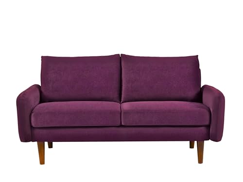 US Pride Furniture Kent Modern Velvet Loveseat Sofa, Comfortable 2 Seater Couch for Living Rooms and Small Spaces, Ideal Studio Apartment Furniture with Sleek Design, Eggplant